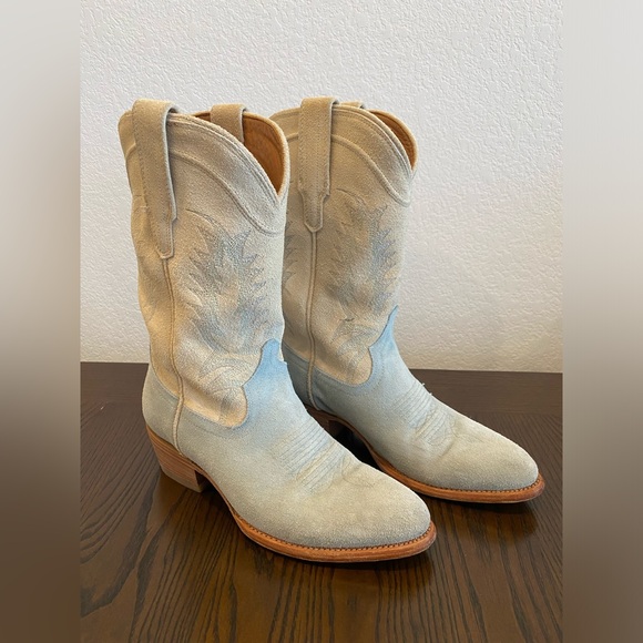 Tecovas | Shoes | Tecovas Size 8 2 Blue White Suede Womens Boots | Poshmark